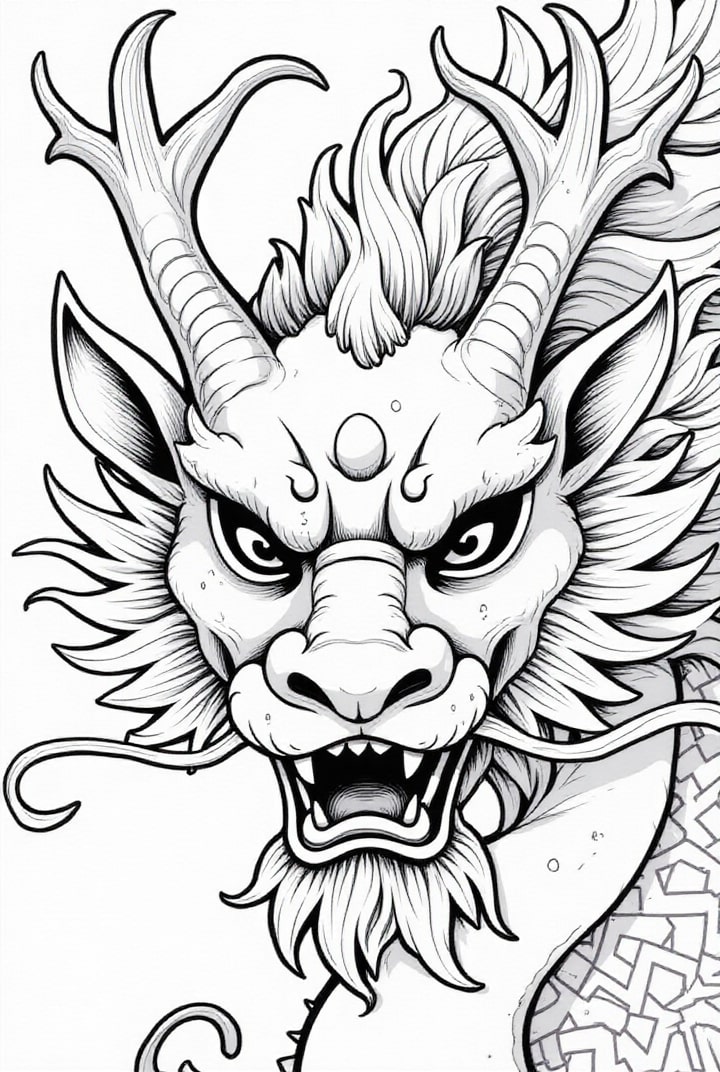 Disegno da Colorare di drago cinese tradizionale – Disegni da Colorare ...
