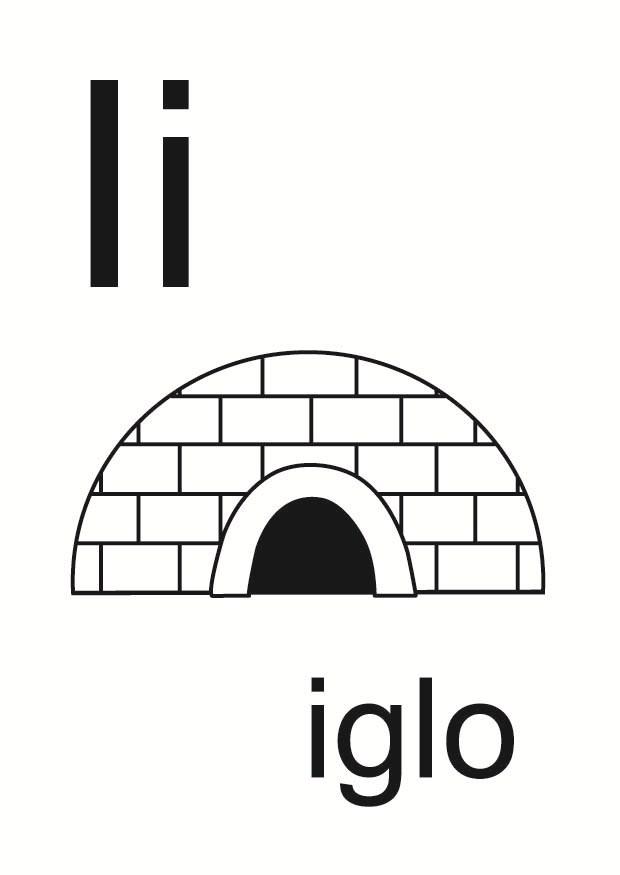 Disegno da colorare di i che mostra un igloo con un tetto curvo e un ...